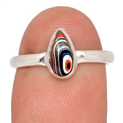 Natural Genuine Fordite From Ford Detroit 925 Silver Ring Jewelry s.7.5 ...
