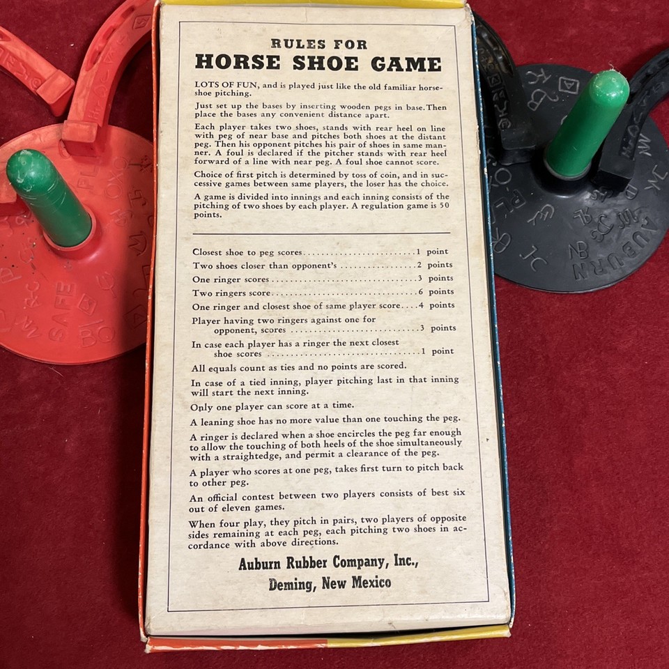 Vintage 1960s Auburn Rubber Horseshoes Set #707 In Original Box Great ...