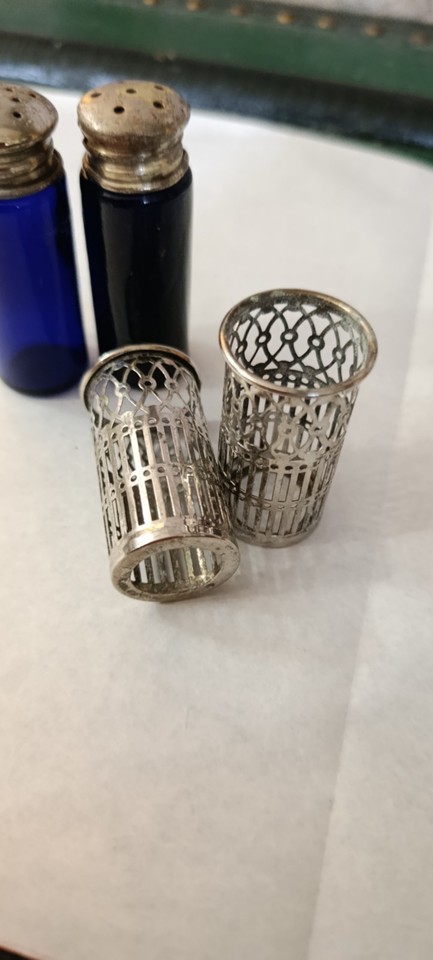 Vintage Salt & Pepper Blue Cobalt & Filigree Colour Silver | eBay Australia