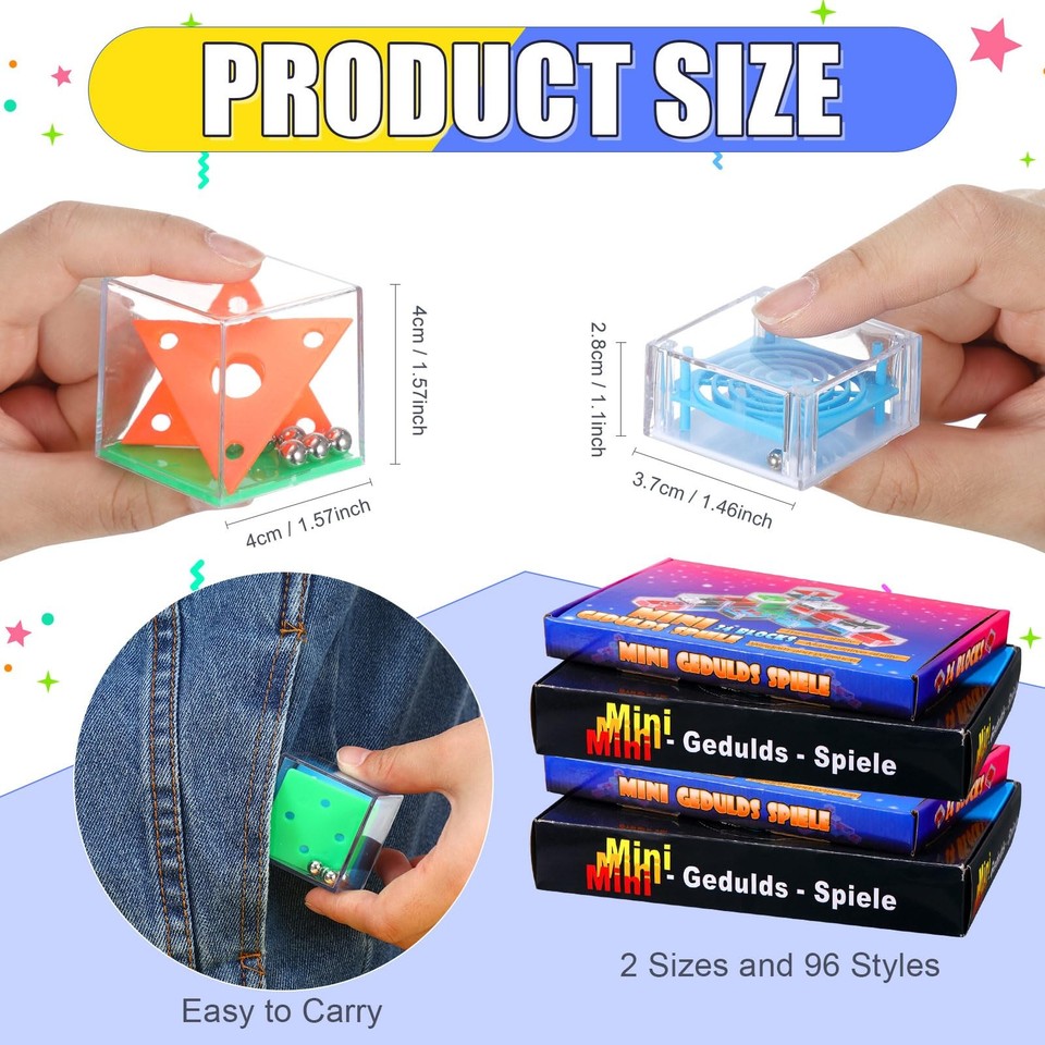 96 Pcs Brain Teaser Puzzle Mini Fidget Puzzle Cubes 3D Ball Maze Cube ...