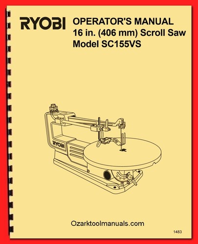 Ryobi 16" Scroll Saw Model SC155VS Owners Operator Instruction Parts ...