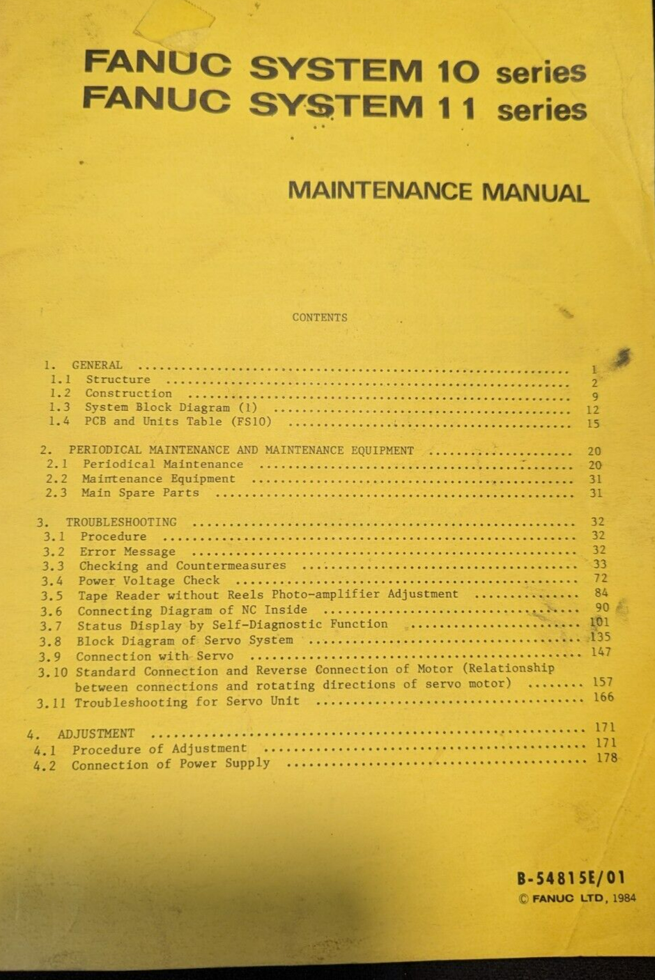 FANUC System 10-11 Maintenance manual B-54815E/01 | eBay