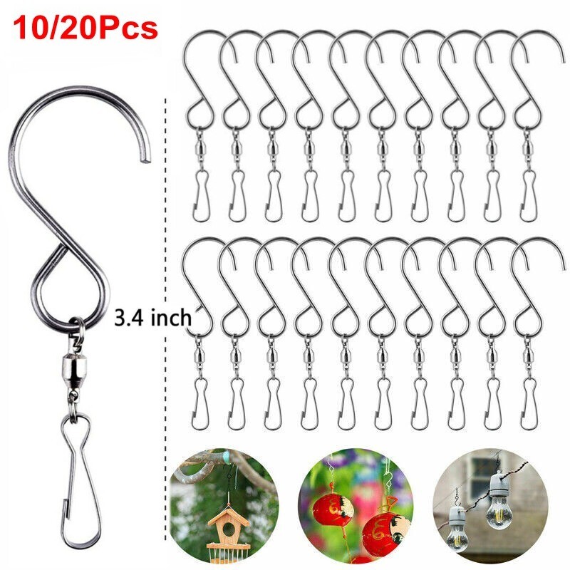 10/20X Swivel Hook Clip Hanger for Hanging Wind Chimes Crystal Twisters ...