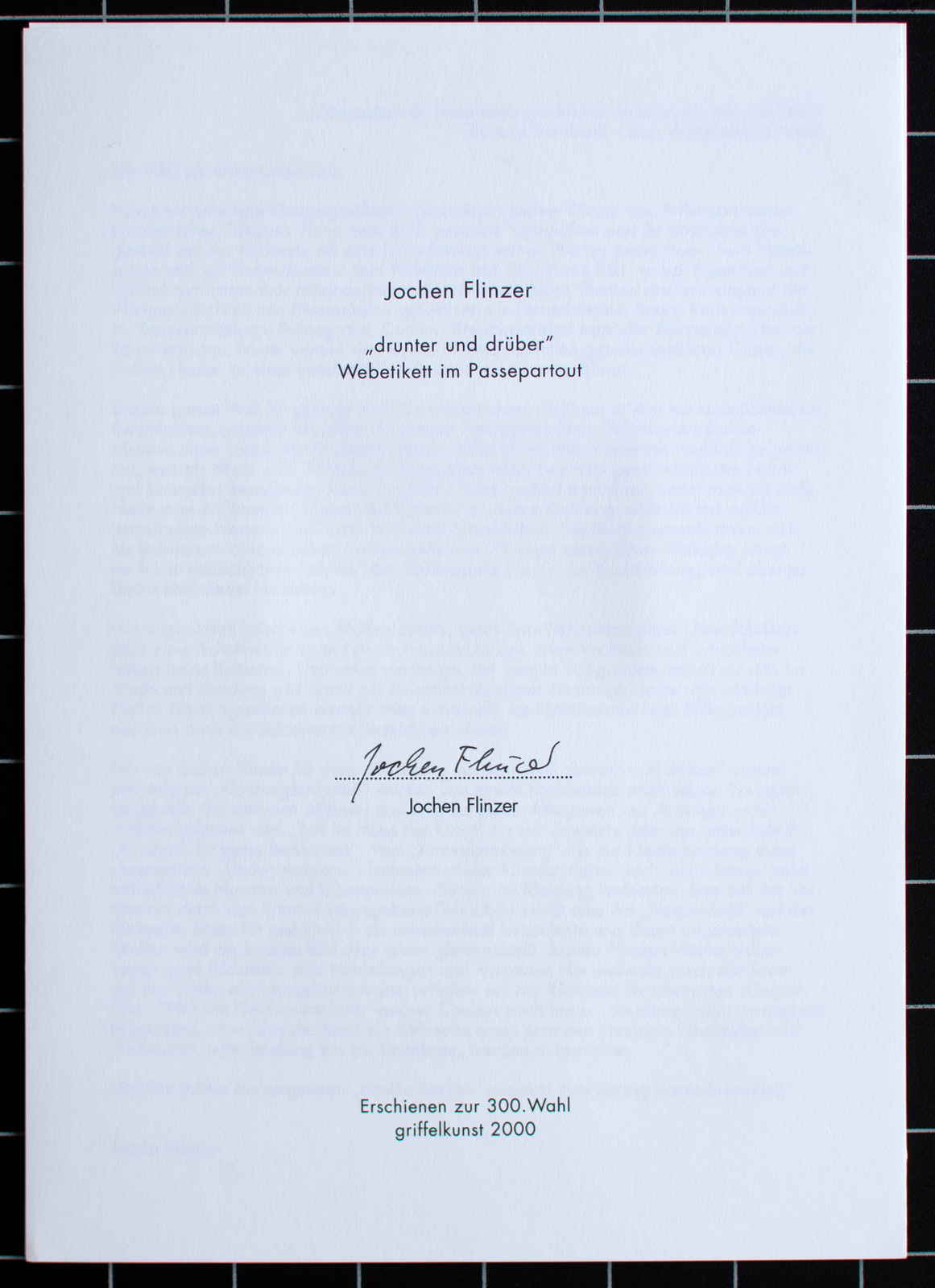 Jochen Flinzer Ball Tanz Griffelkunst Texte signiert Werbeetikett ...