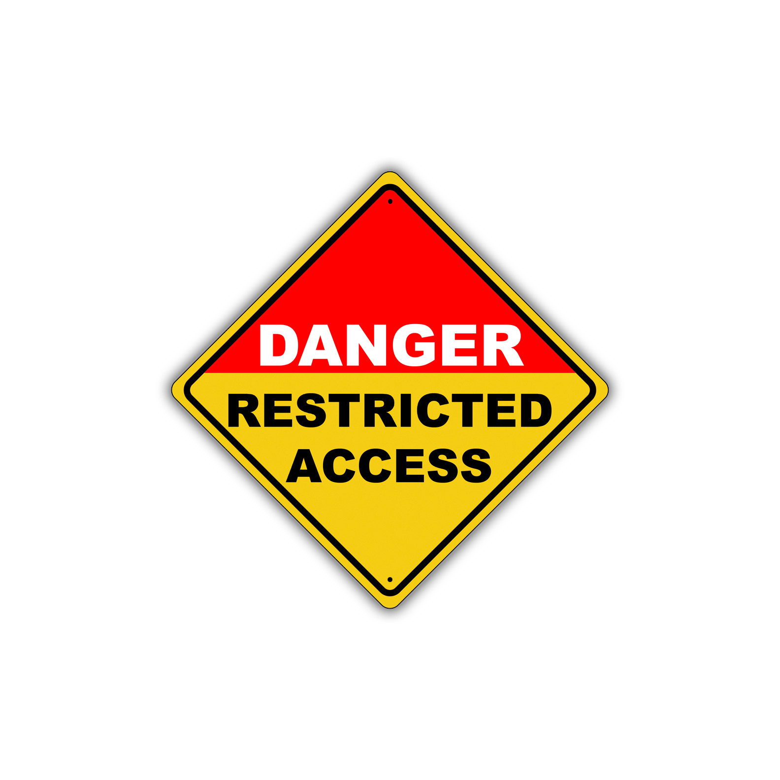 Danger Restricted Access Diamond Sign No Entry Caution Aluminum Metal ...