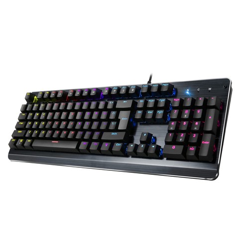 ProHT Rainbow LED Backlit USB Wired Keyboard with Blue Switches,Durable ...