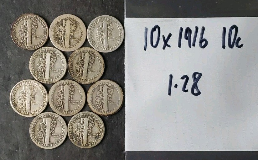 Lot of 10 1916 10c Winged Liberty Silver Dimes | eBay