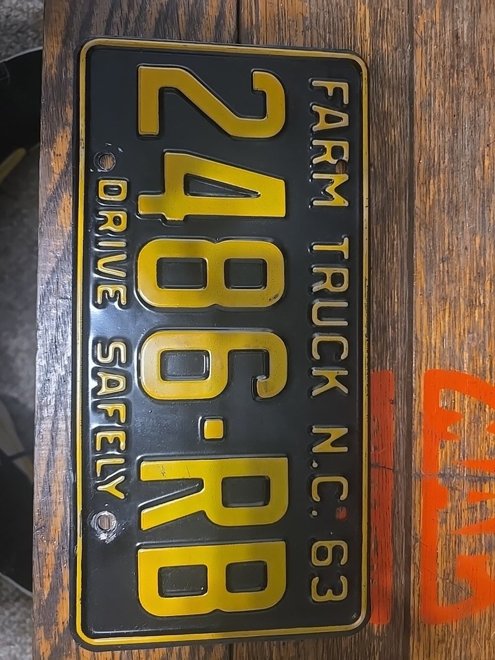 1963 North Carolina NC License Plate 'Farm Truck' Vintage, Original ...