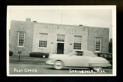 Post Office postcard Arkansas AR Springdale cars entrance Real Photo ...