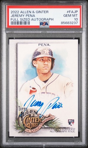 Jeremy Pena 2022 Topps Allen & Ginter Full Sized RC Auto PSA Gem Mint ...