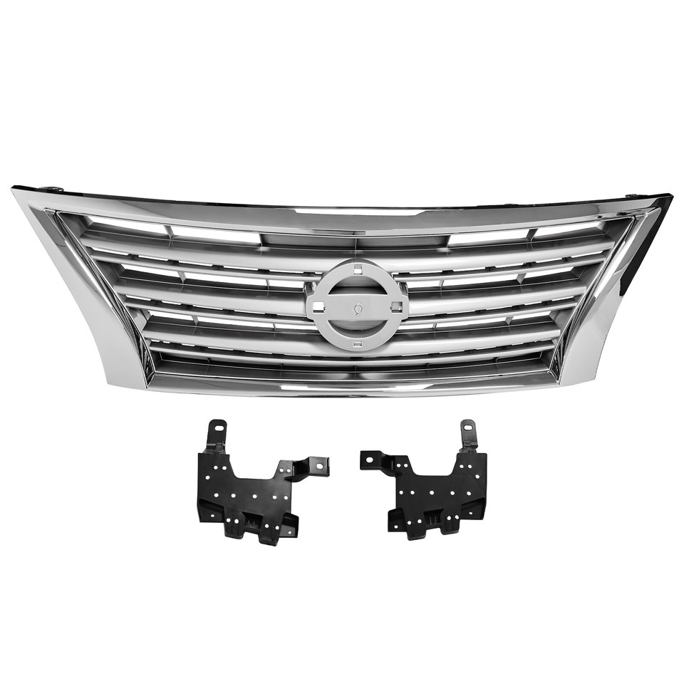 Front Shell Silver Insert W/ Chrome Grille For 2013-2015 Nissan Sentra ...