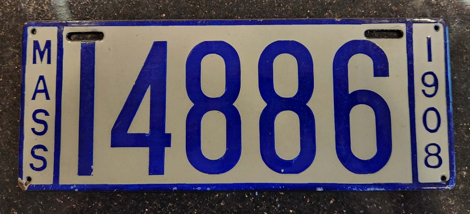 1908 Mass Massachusetts Automobile Register Porcelain License Plate ...