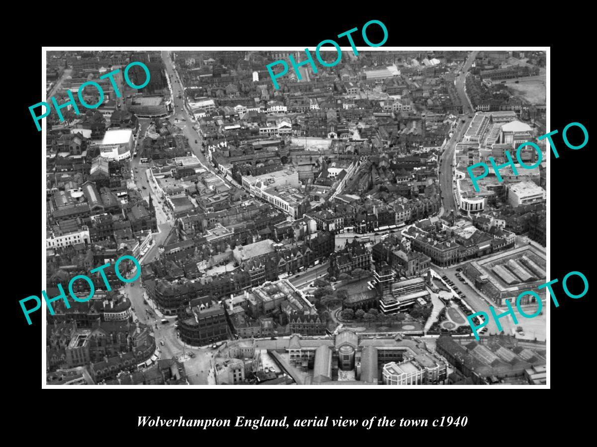 OLD 8x6 HISTORIC PHOTO WOLVERHAMPTON ENGLAND AERIAL VIEW OF TOWN c1940 ...