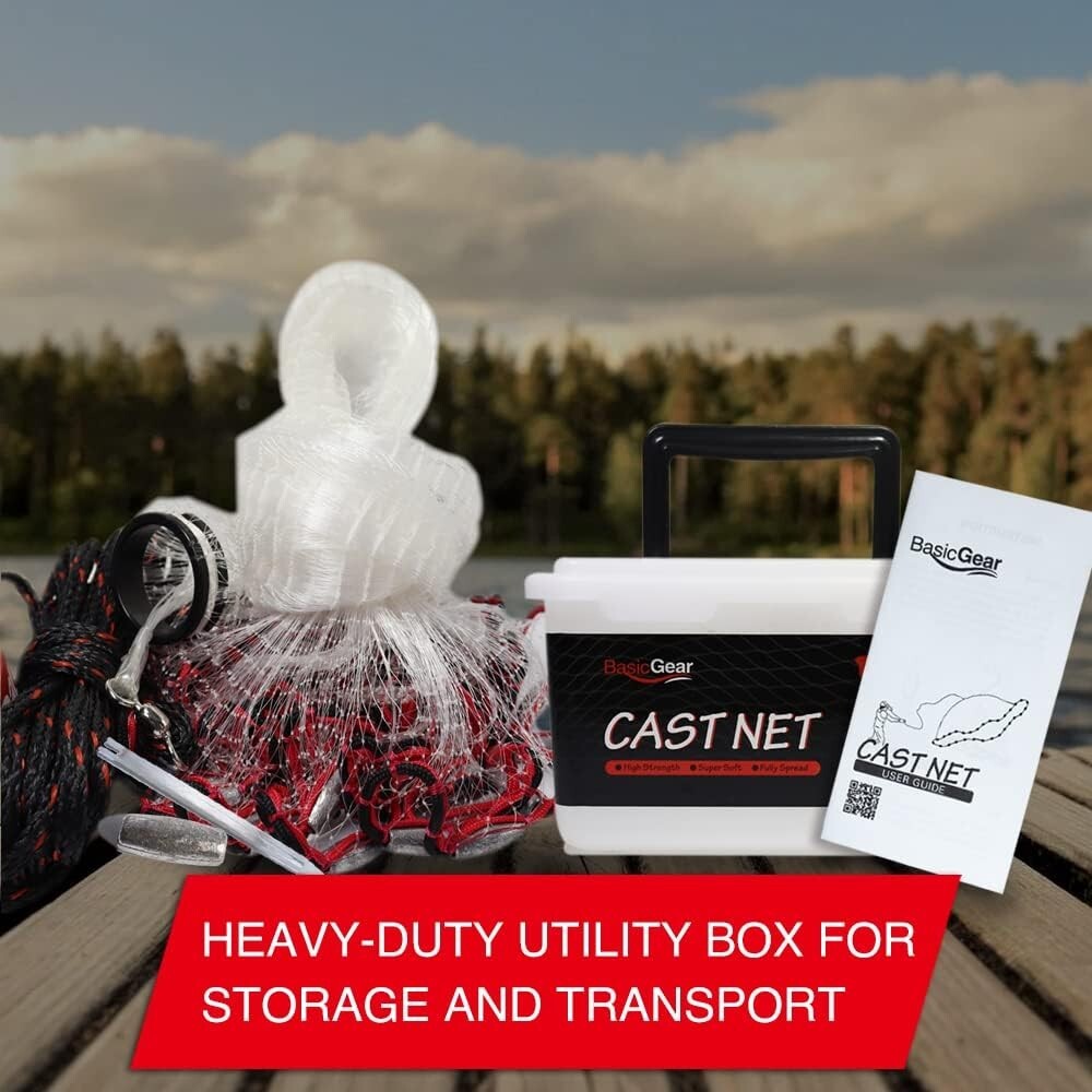 Cast Net | Lead, 3Ft-12Ft Radius, 3/8 or 1/4 Inch Mesh for Freshwater ...