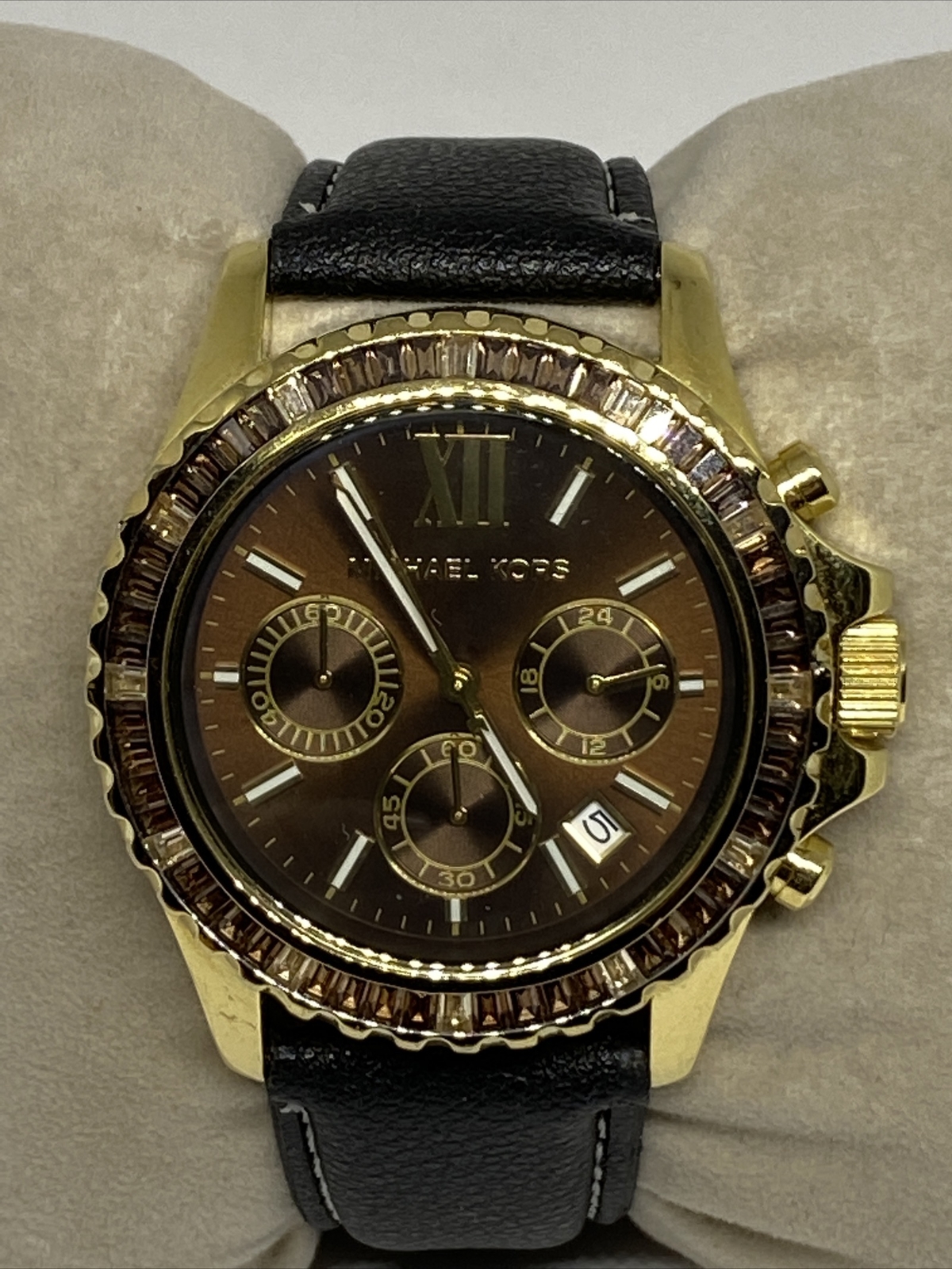 Michael Kors MK5873 Women's Black Leather Analog Dial Quartz Wrist ...