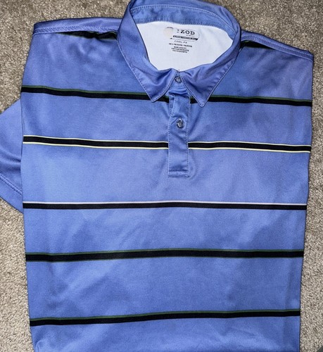 Mens Izod XFG Cool-FX Short Sleeve Blue Striped Polo Shirt Large - NICE ...