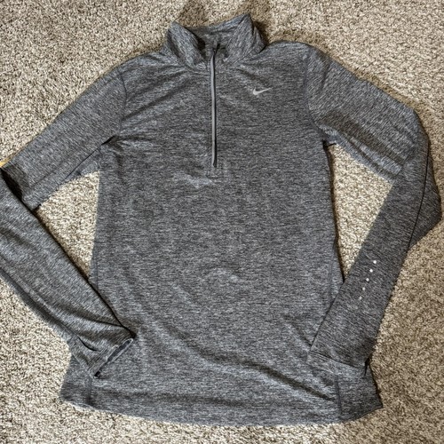 Nike Dri-FIT Element Half Zip Pullover Womens Small Gray Running Top ...