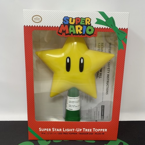 Nintendo Super Mario Christmas Tree Topper 9" Super Star Light Up LED ...