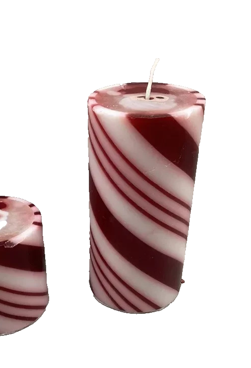 VTG Pillar Candle Christmas Candy Cane Striped w/ Santa Claus Face 6 ...