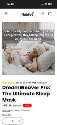 DreamWeaver Pro Sleep Mask Nubilee Calming Massage Deep Sleep Headache ...