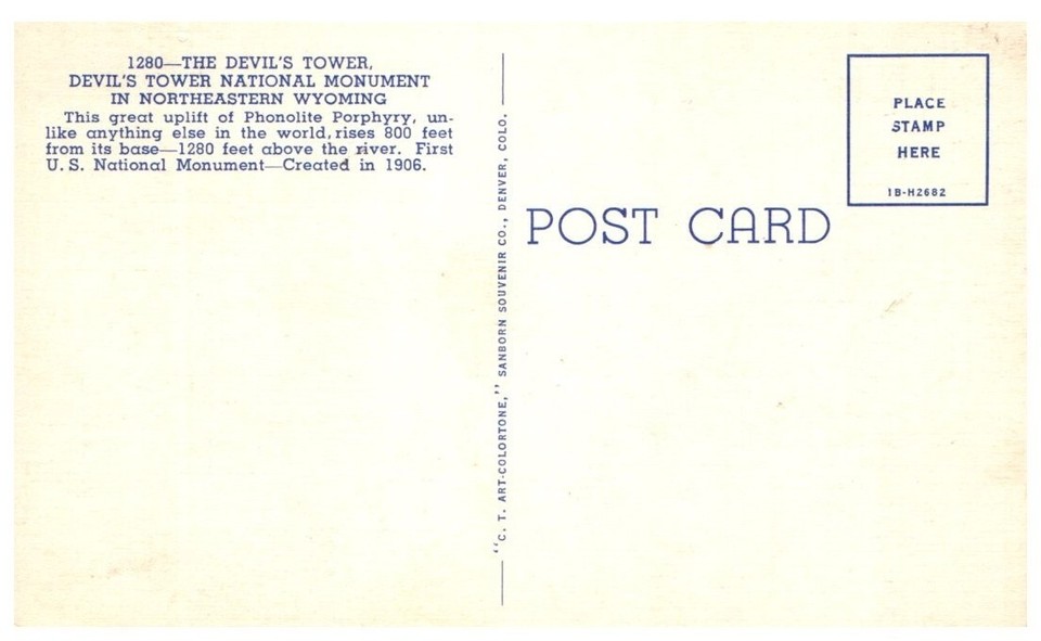 THE DEVIL'S TOWER IN NORTHEASTERN WYOMING.VTG LINEN POSTCARD*C2 | eBay