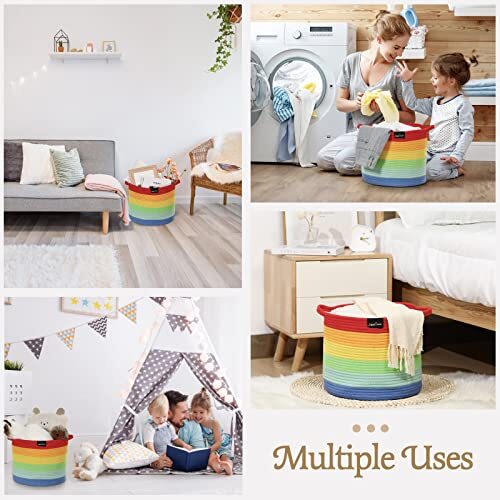 Rainbow Storage Cotton Rope Baskets for Baby Room|Rainbow Medium ...