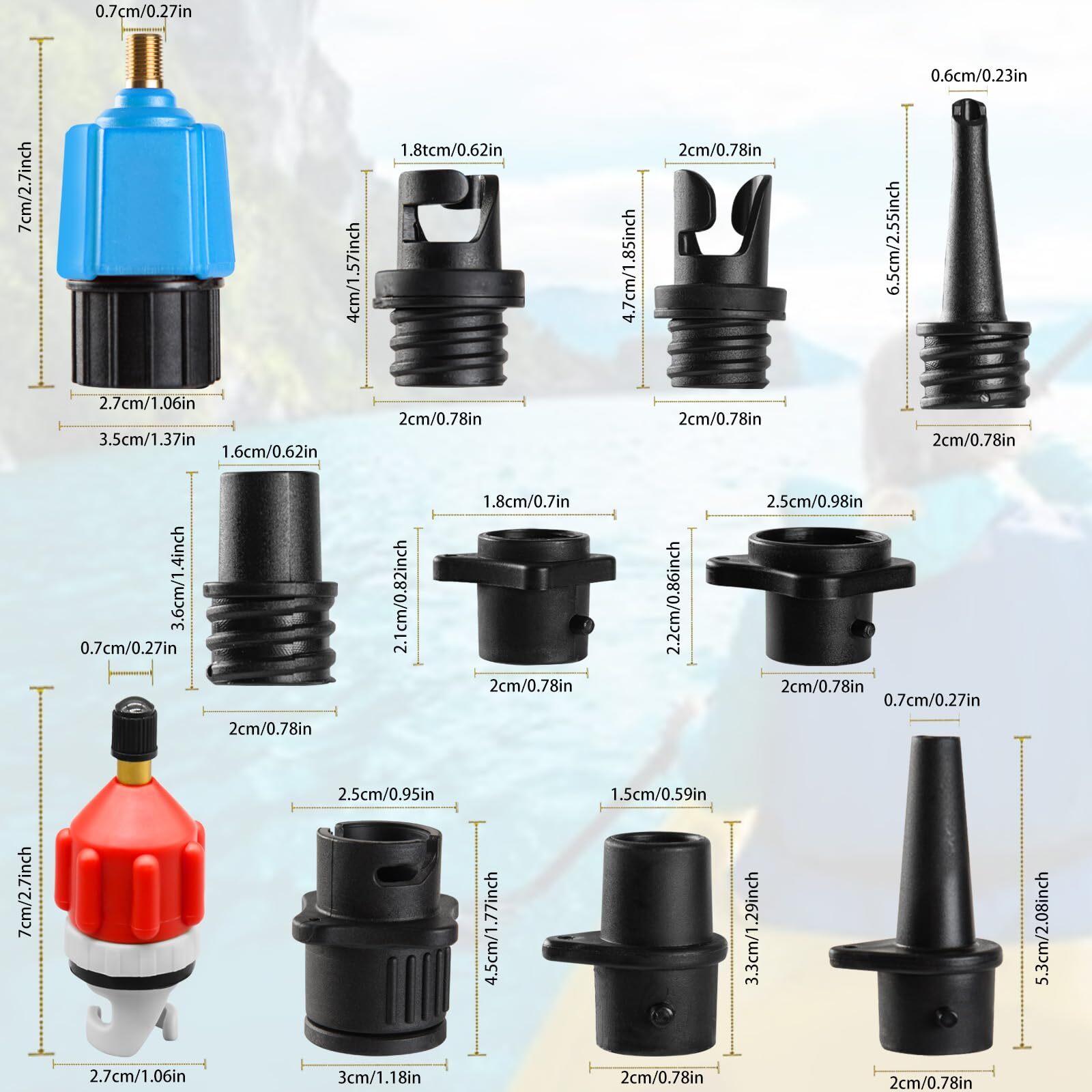 Inflatable SUP Pump Adaptor, Paddle Board SUP Valve Adapter with 9 ...