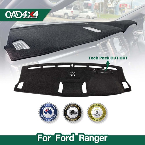 Car Dash Mat for Ford Ranger Wildtrack Raptor 2015-2022 Black Dashboard ...