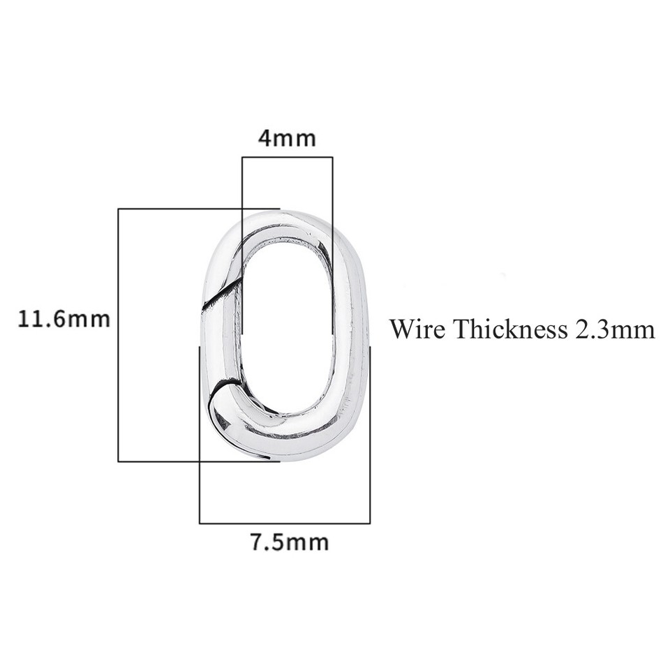 STERLING SILVER 925 Oval Shortener Enhancer Clasp Pendant Hinged Bail ...