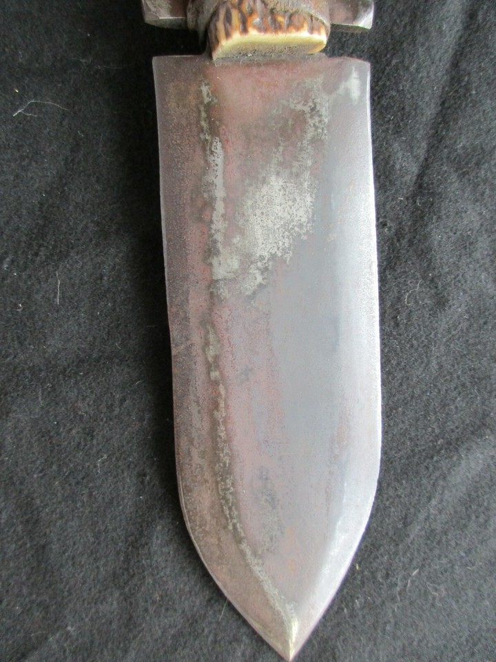 LEATHER WRAPPED HANDLE DAG KNIFE, HEAVY BLADE DAGGER, 13" LENGTH, ATL ...