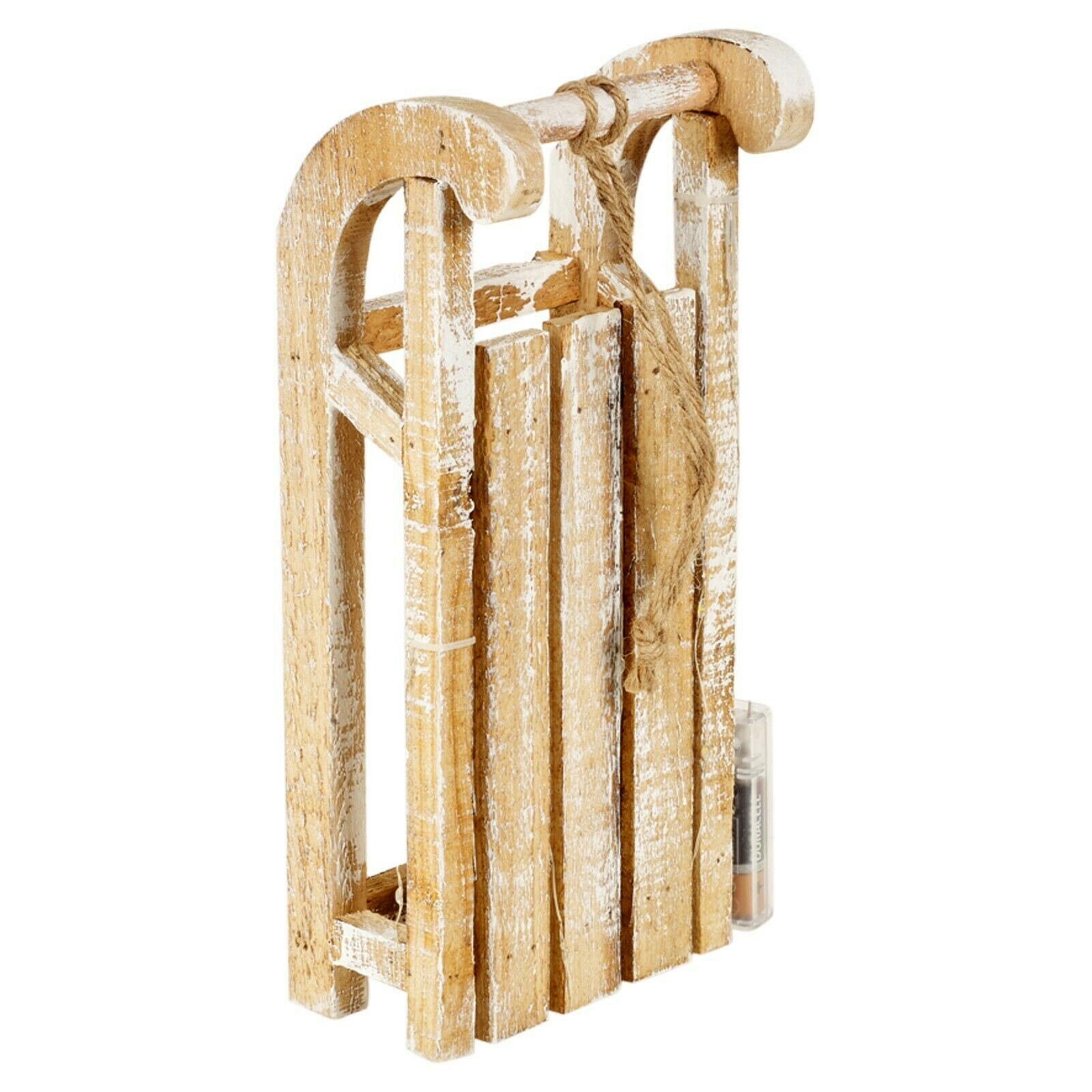 Christmas Sledge Wooden Sleigh LED Light Up Xmas Festive Decoration ...