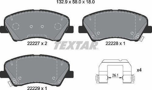 2222701 BRAKE PADS SET BRAKING PAD FRONT TEXTAR OE REPLACEMENT for sale ...