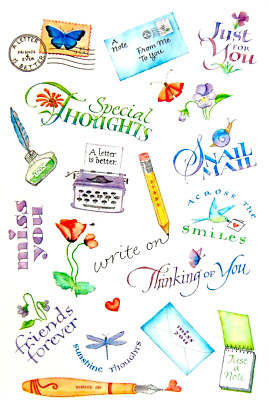 CLEAR WORD SAYINGS STICKERS SEALS 8.5" X 5 3/4" Sheet Birthday Friends ...