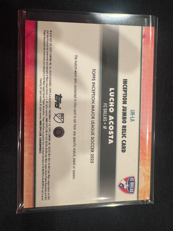 Lucho Acosta 1/1 Jumbo Relic Gold Parallel- MLS Inception | eBay