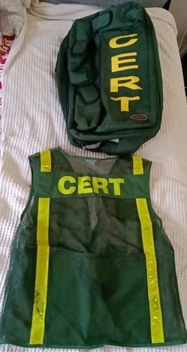 CERT Community Emergency Response Team Green Backpack, Duffle Bag With ...