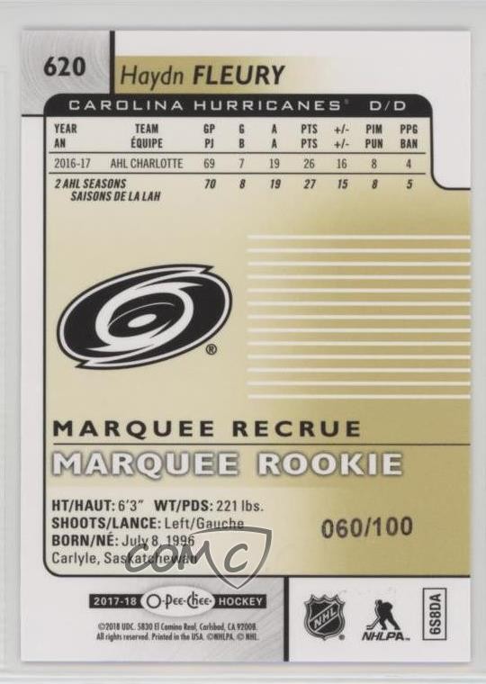 2017 Upper Deck O-Pee-Chee Update Black Rainbow Foil /100 Haydn Fleury ...