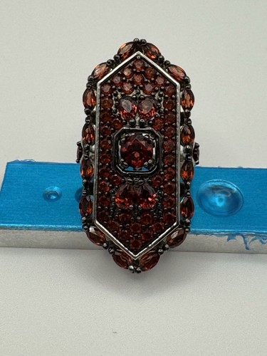 Vintage BBJ 925 Sterling Silver Large Bohemian Red Garnet Cluster Ring ...