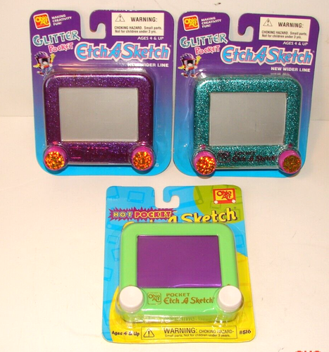 Lot of 3 Classic HOT & GLITTER POCKET Drawing Toy ETCH A SKETCH Mini ...