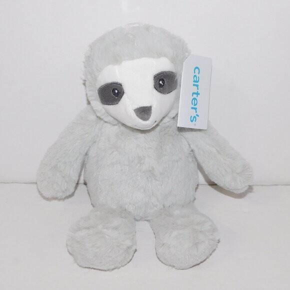 Carters Grey And White 11" Plush Stuffed Sloth Baby Toy Lovey 67912 HTF ...