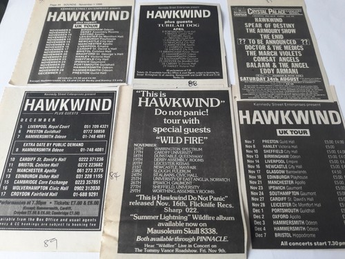 HAWKWIND - LIVE TOUR DATES 1986 1988 1985 1989 1984 - original advert ...