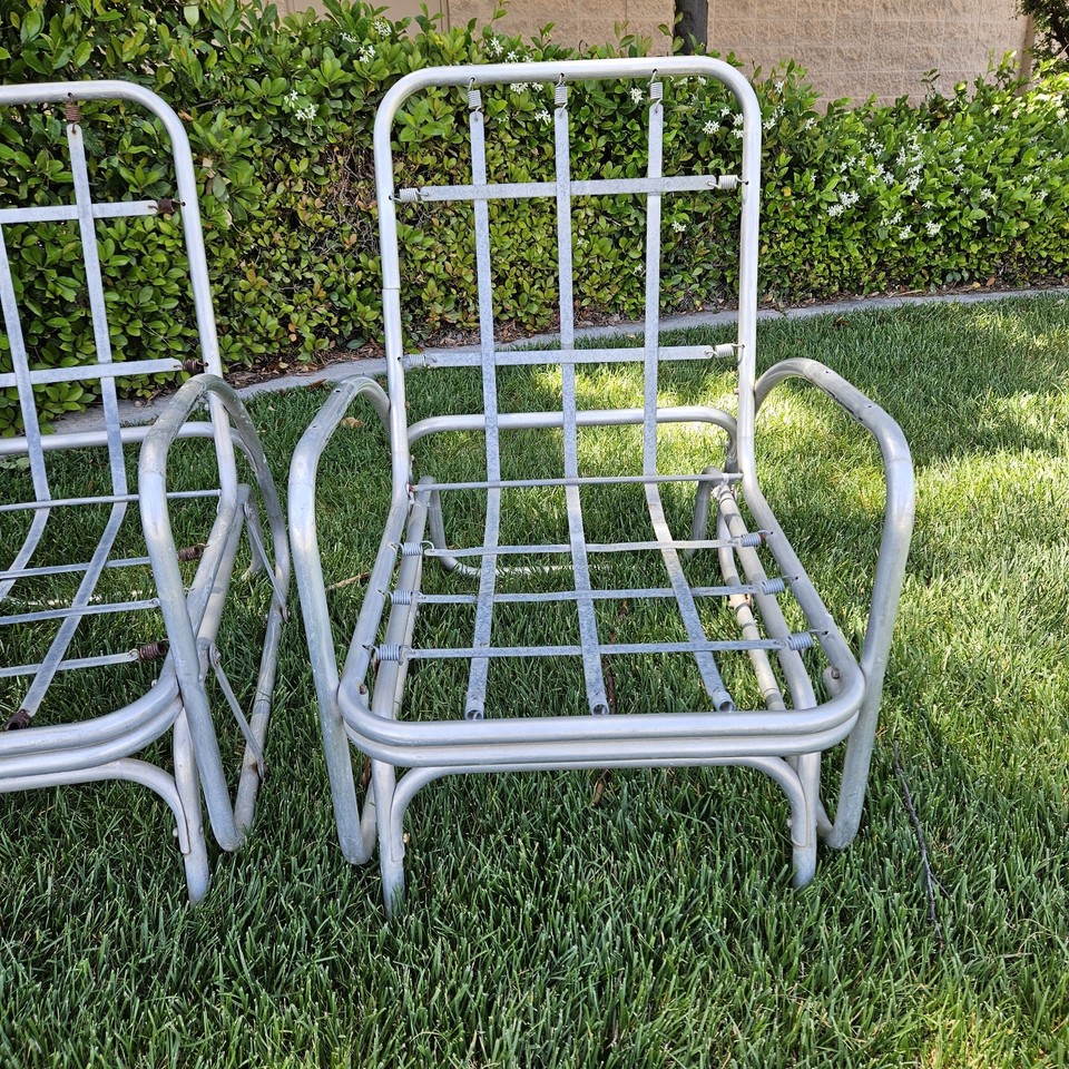 Lot 4 Vintage MCM Glider Chair Aluminum Lawnlite Club Patio Outdoor Set ...