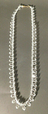 Vtg. Sparkling Miriam Haskell Clear Glass Crystal Necklace 30" MINT | eBay