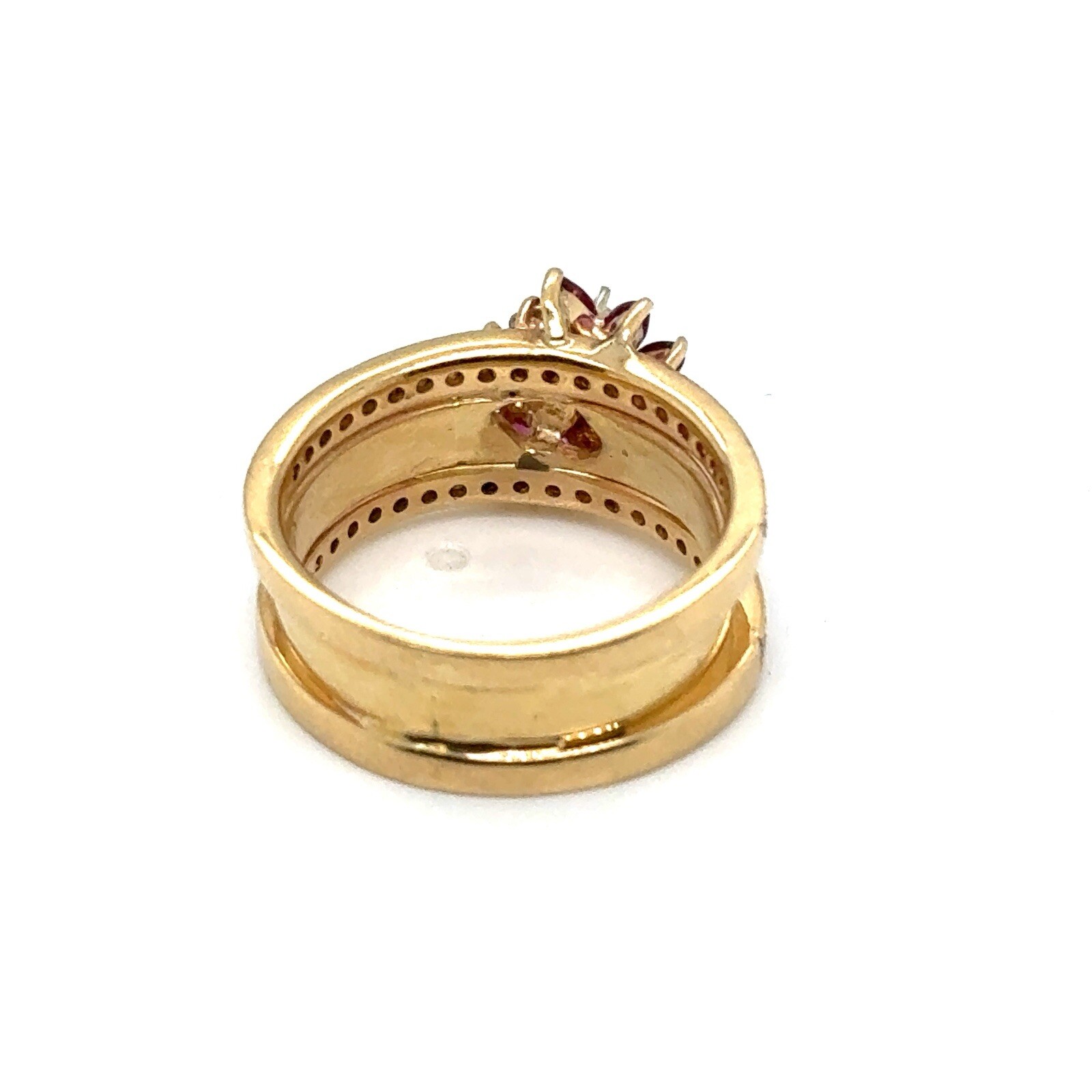 14KT YELLOW GOLD .80CT ROUND DIAMOND & RUBY WEDDING SET SIZE 8.5, 9.2 GRAMS | eBay