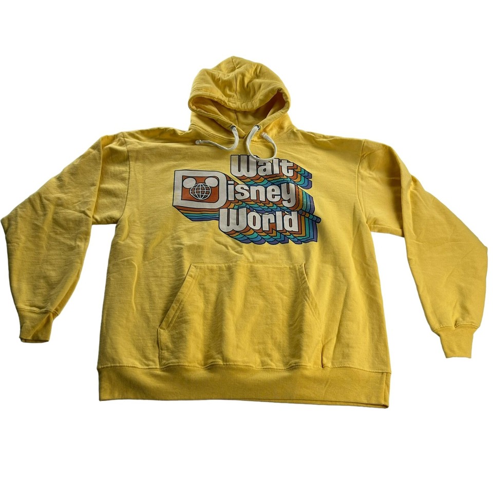 Disney Parks Men's Cotton Hooded Walt Disney World Sweatshirt Yellow ...