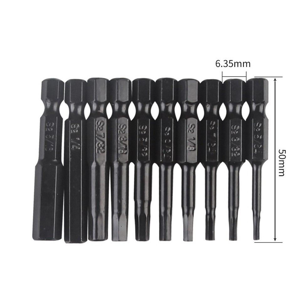 # 10pcs 50mm Hexagonal Allen Wrench Drill Bits Set S2 Steel Magnetic ...