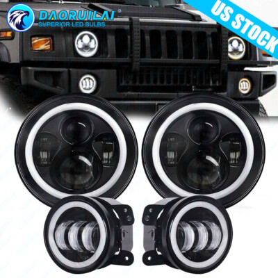 Fit For Hummer H3 H3T 06-10 7" INCH LED Headlight DRL & 4" inch Fog ...