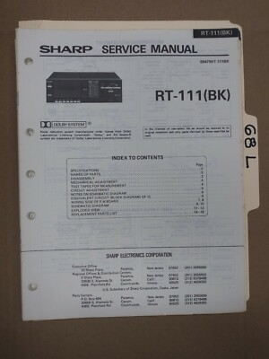 Sharp rt-111 bk service manual original factory repair book stereo tape ...
