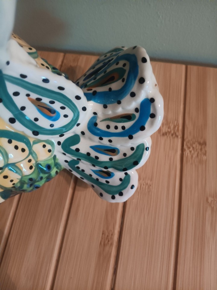 Blue Sky Clayworks Ceramic Blue Peacock Teapot 11 x 6 x 9" New | eBay