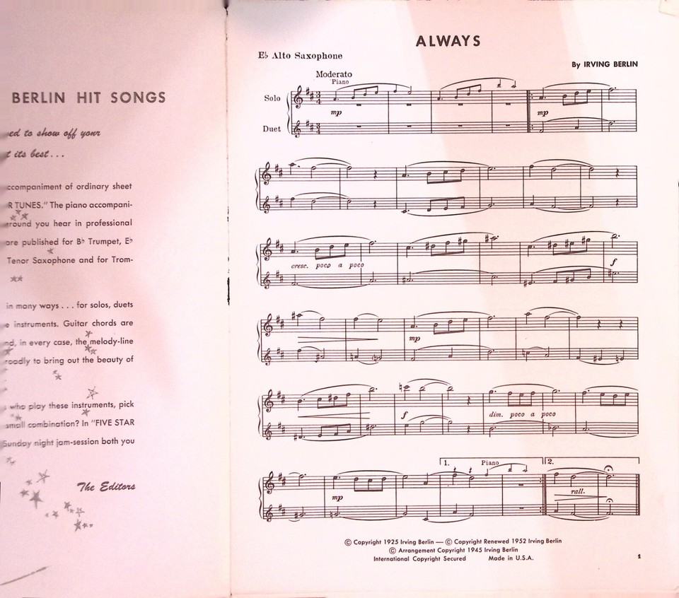 Irving Berlin, Always, Marie, Blue Skies, 1925 Vintage Sheet Music | eBay
