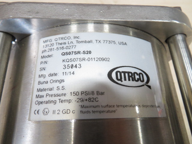 3" KF Contromatics 2501 CL150 SS Ball Valve w/ QTRCO QSO7SR SS Actuator ...